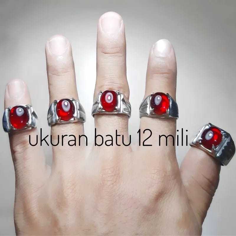 MERAH Super Luxurious Clean Siamese Red Stone Ring Men's Ring | Shopee ...