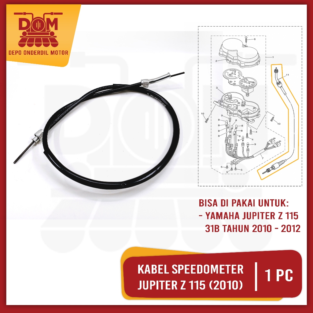 Jupiter Z 115 2010 Speedometer Cable (KNZ) Cable Comp Seling Iner ...