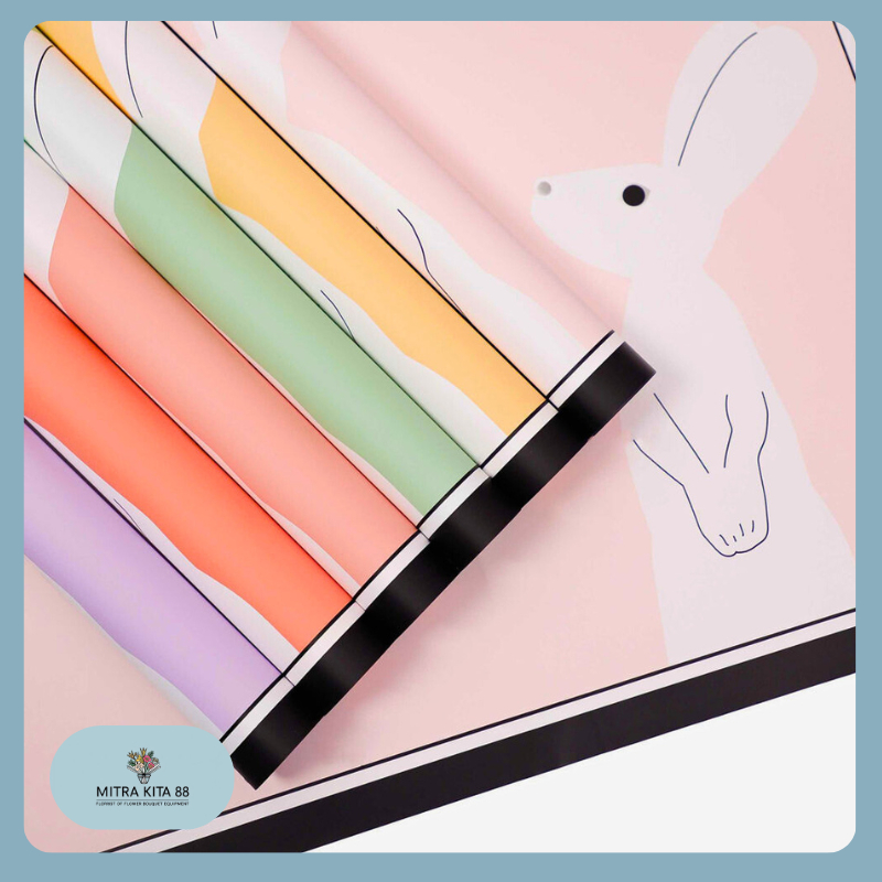 Rabbit Motif Flower Bouquet Paper Flower Wrapping Paper Cellophane ...