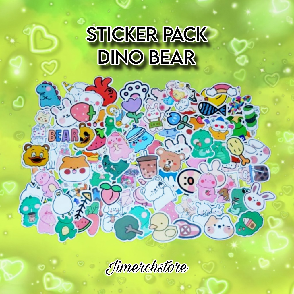 DINO BEAR STICKER STICKER Pack set contains 50 pcs | Shopee Philippines