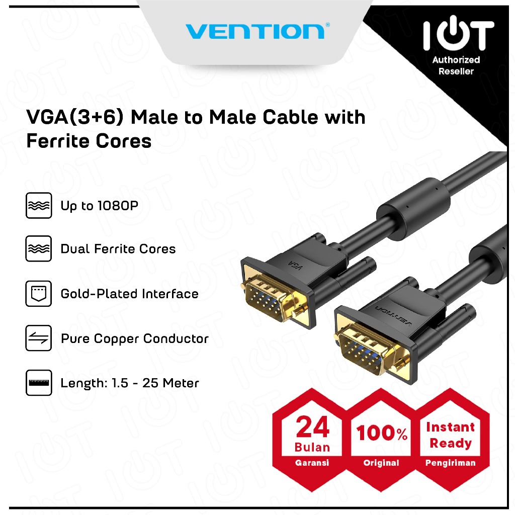 Vention VGA Extension Cable (3+6) Cable Male to Male Ferrite Cores ...