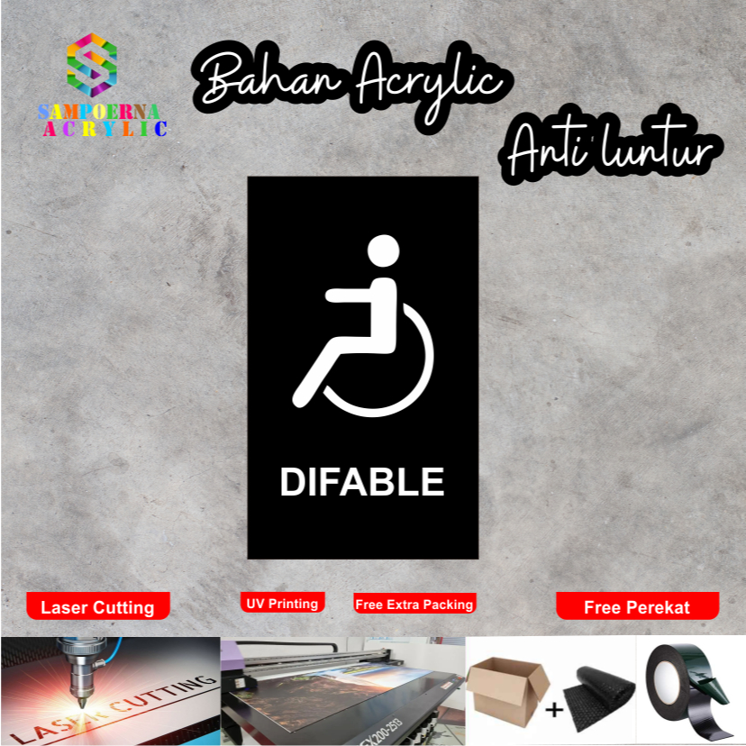 Difable Toilet Sign Board Disabilities Acrylic Print Instruction Board ...