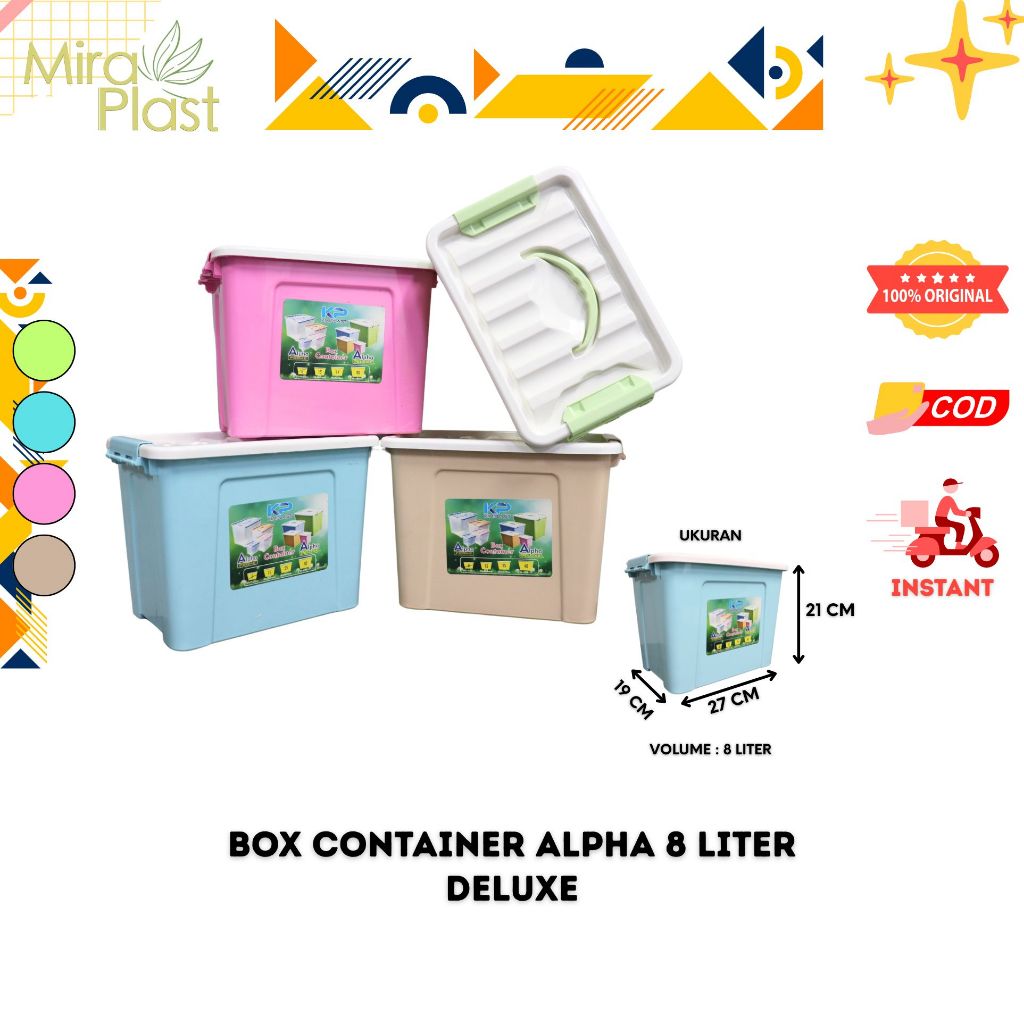 ALPHA CONTAINER BOX 8 LITER DELUXE BOX/STORANGE THICK, BRIGHT PLASTIC ...