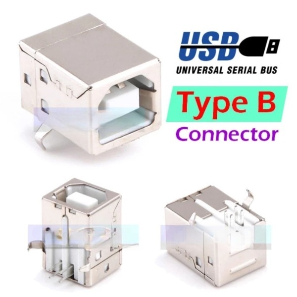 USB Type B Female Printer Socket 4 Pin Female Shielded Type Connector ...