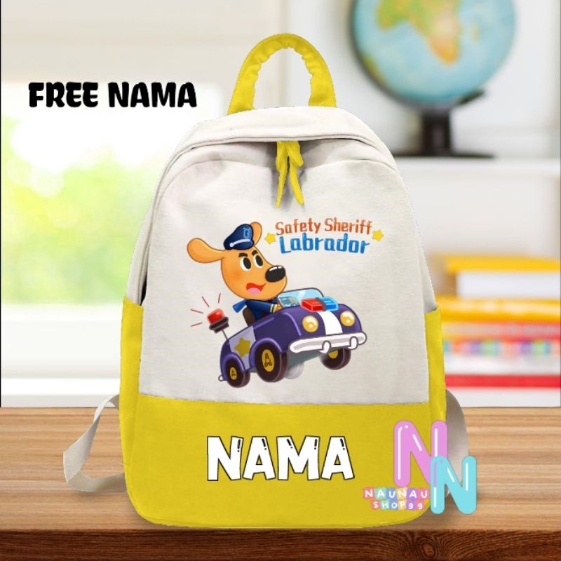 (FREE NAME) SAFETY SHERIFF LABRADOR CHILDREN'S BACKPACK | Shopee ...