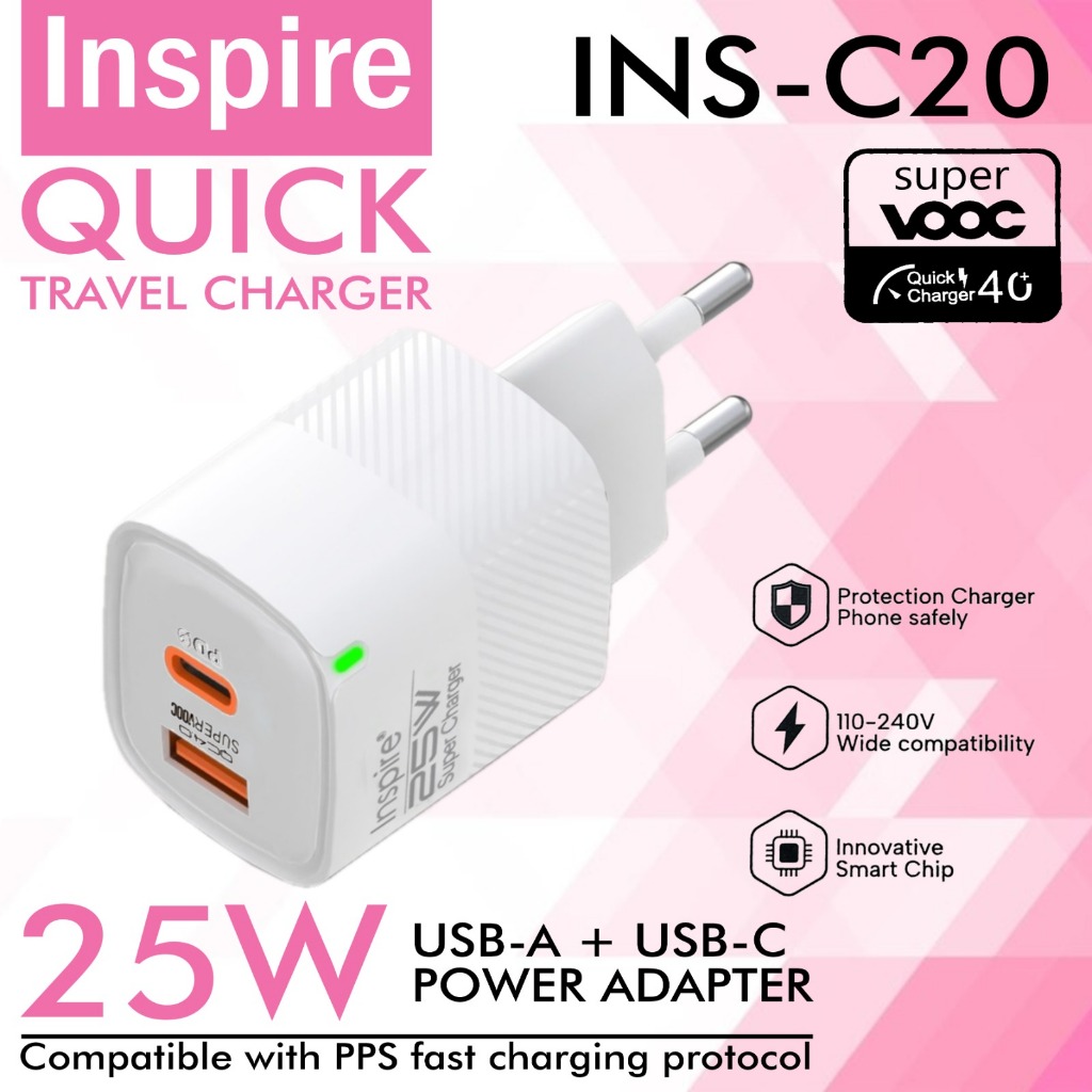 Charger Adapter Fast Charger PD 25W USB A USB C Quick Travel Charger ...