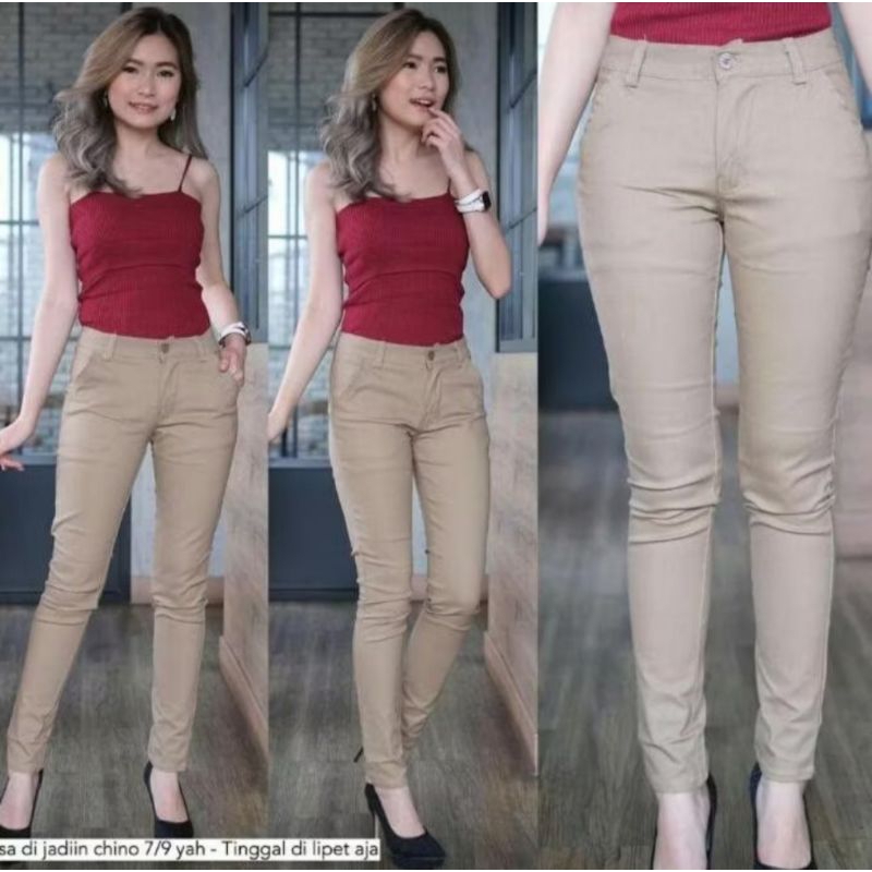 Premium women's pencil pants/chinos trousers | Shopee Philippines