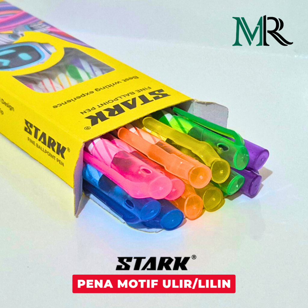 LILIN (1 Box = 12 pcs) Black Pen/Screw Pattern Ballpoint Pen/Stark ...