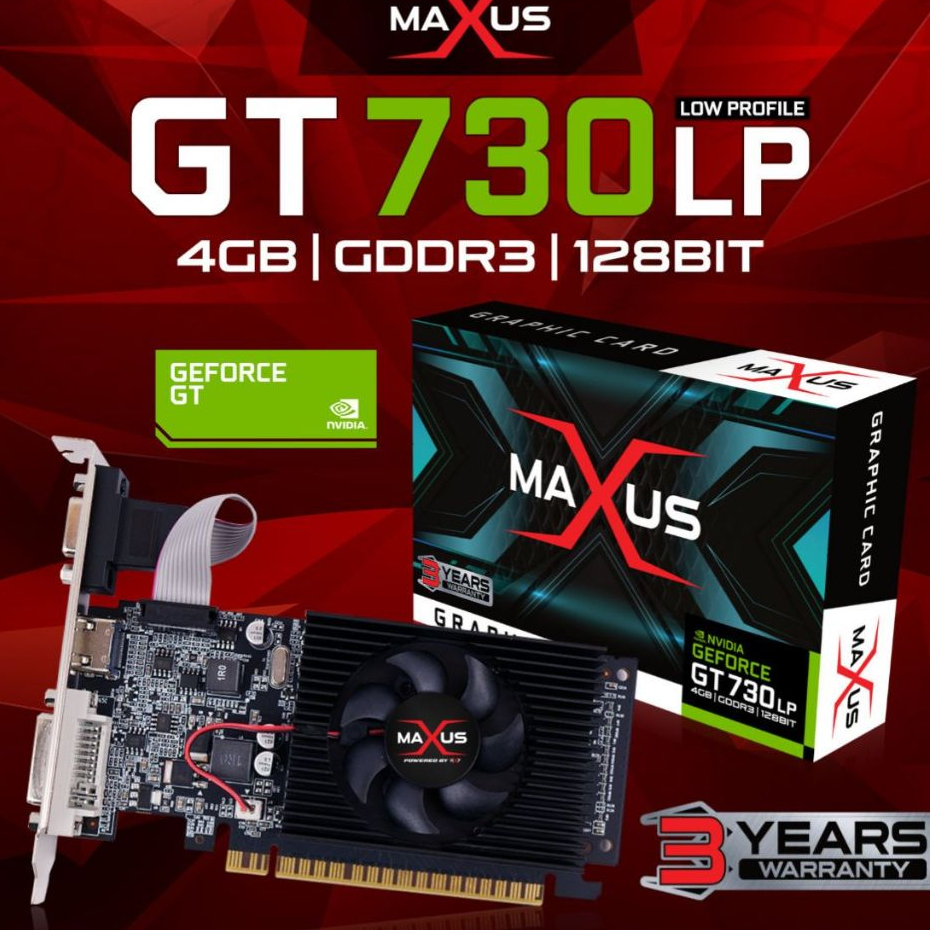 VGA MAXUS GT 730 LP 4GB DDR3 128 BIT REAL CAPACITY OFFICIAL GT730 Low ...