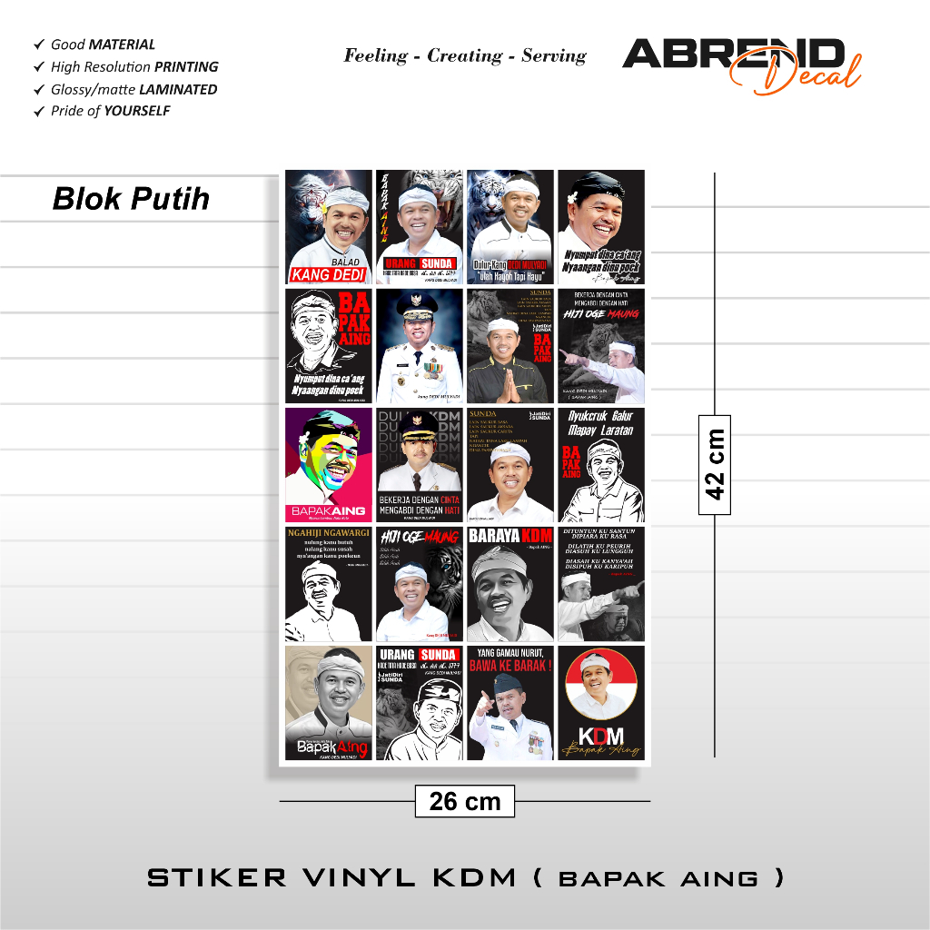 Abrend Decal - KDM vinyl sheet Sticker (Kang Dedi Mulyadi) contains 20 ...