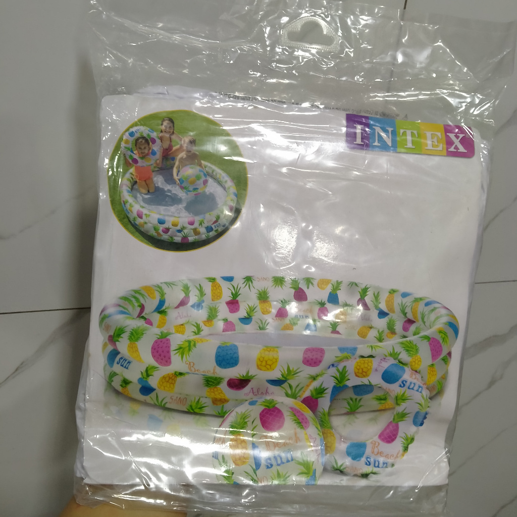 Rubber Swimming Pool Set Intex Pineapple Beach Pool Set | Shopee ...