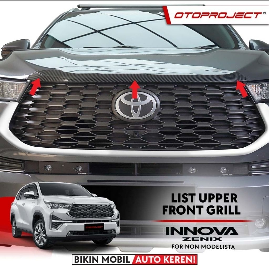 Otoproject List Upper Front Grill Innova Zenix Carbon Glossy Black ...