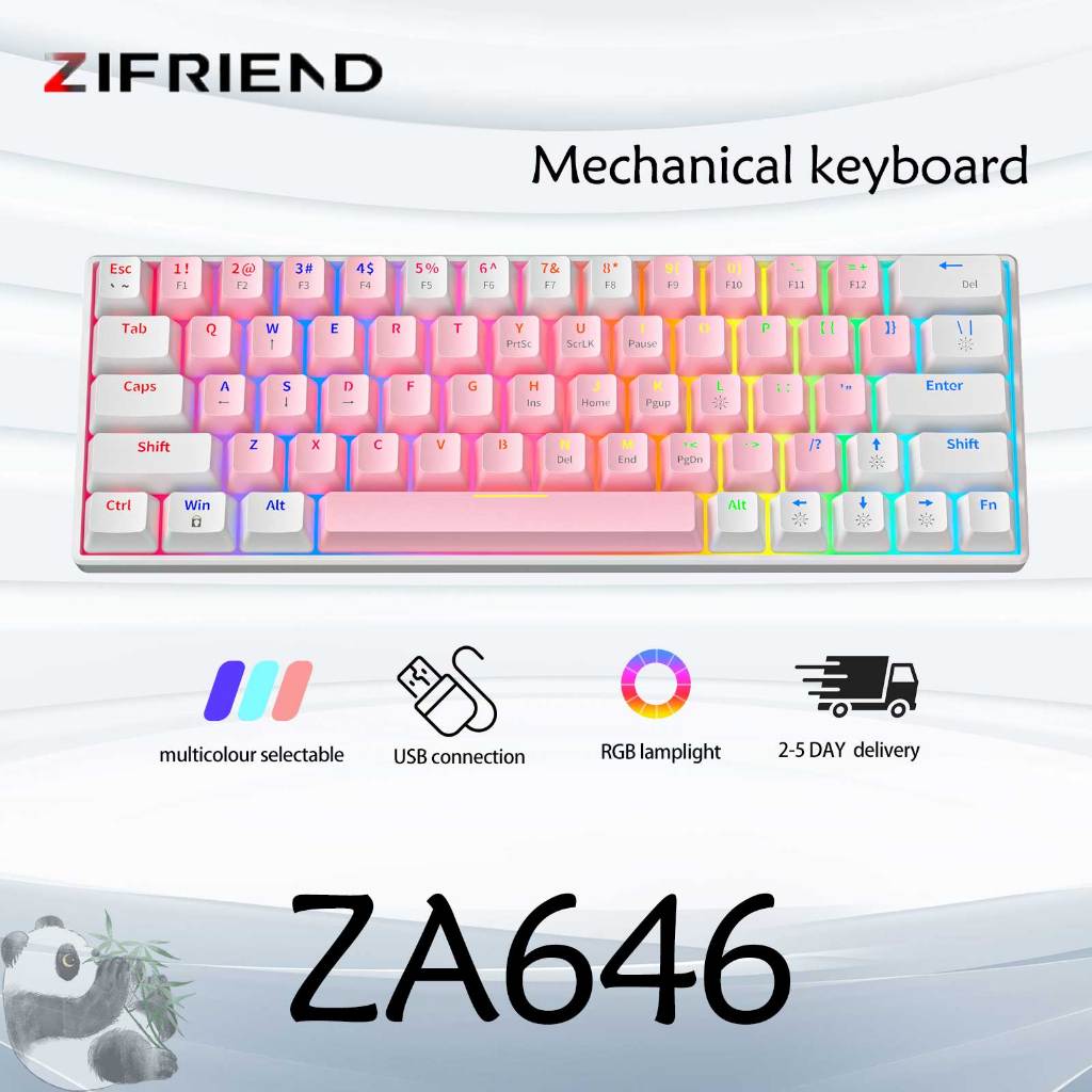 Zifriend KA646 Mechanical Keyboard Gaming RGB 3Pin red/blue switch Hot ...
