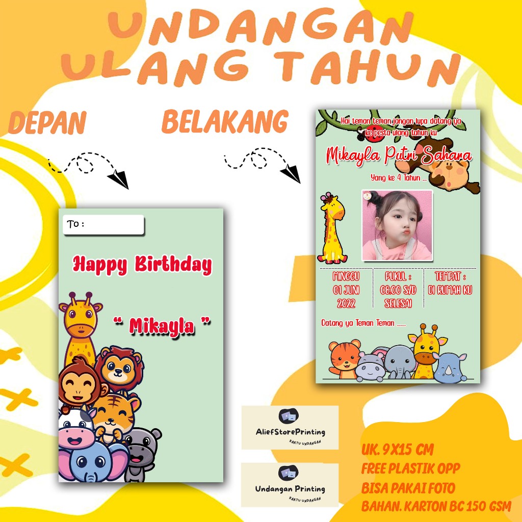 Animal Character Birthday Invitations Custom Name Photo Invitations ...