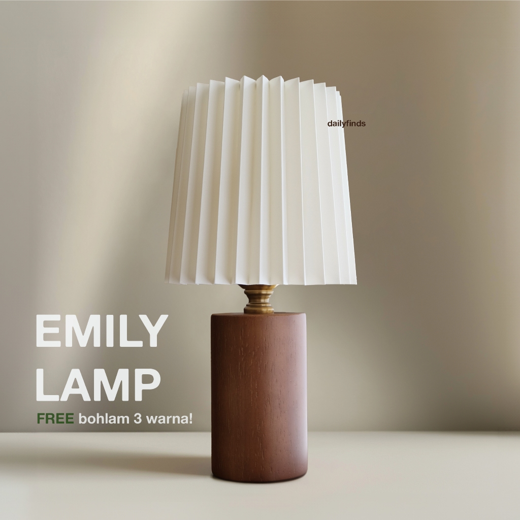Emily vintage pleated table lamp / aesthetic work table nightstand lamp ...
