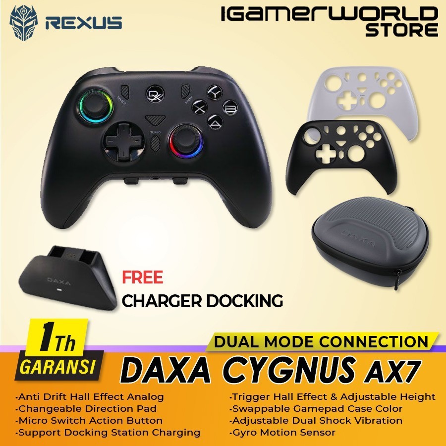 Rexus Daxa Cygnus AX7 Hall Effect Mechanical Wireless Gamepad ...