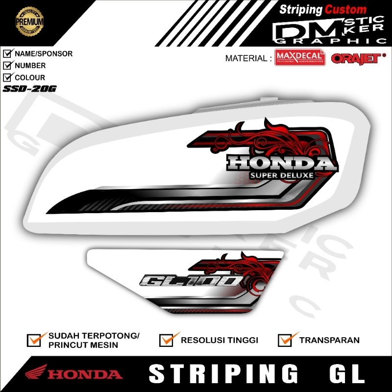 Striping HONDA GL 100 VARIATIONS UV TRANSPARENT AND HOLOGRAM CODE.20 ...