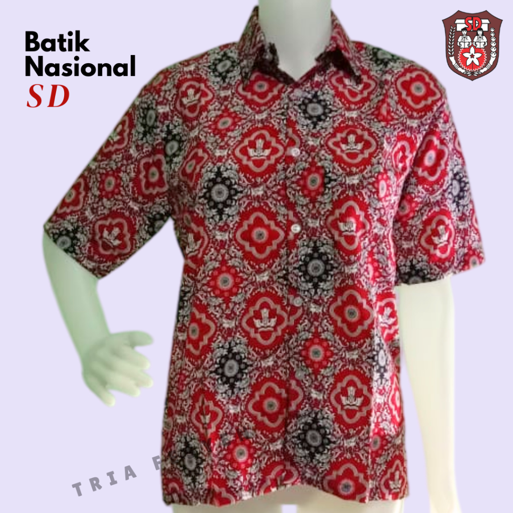 Short Sleeve National Elementary School Batik School Uniform | Shopee ...