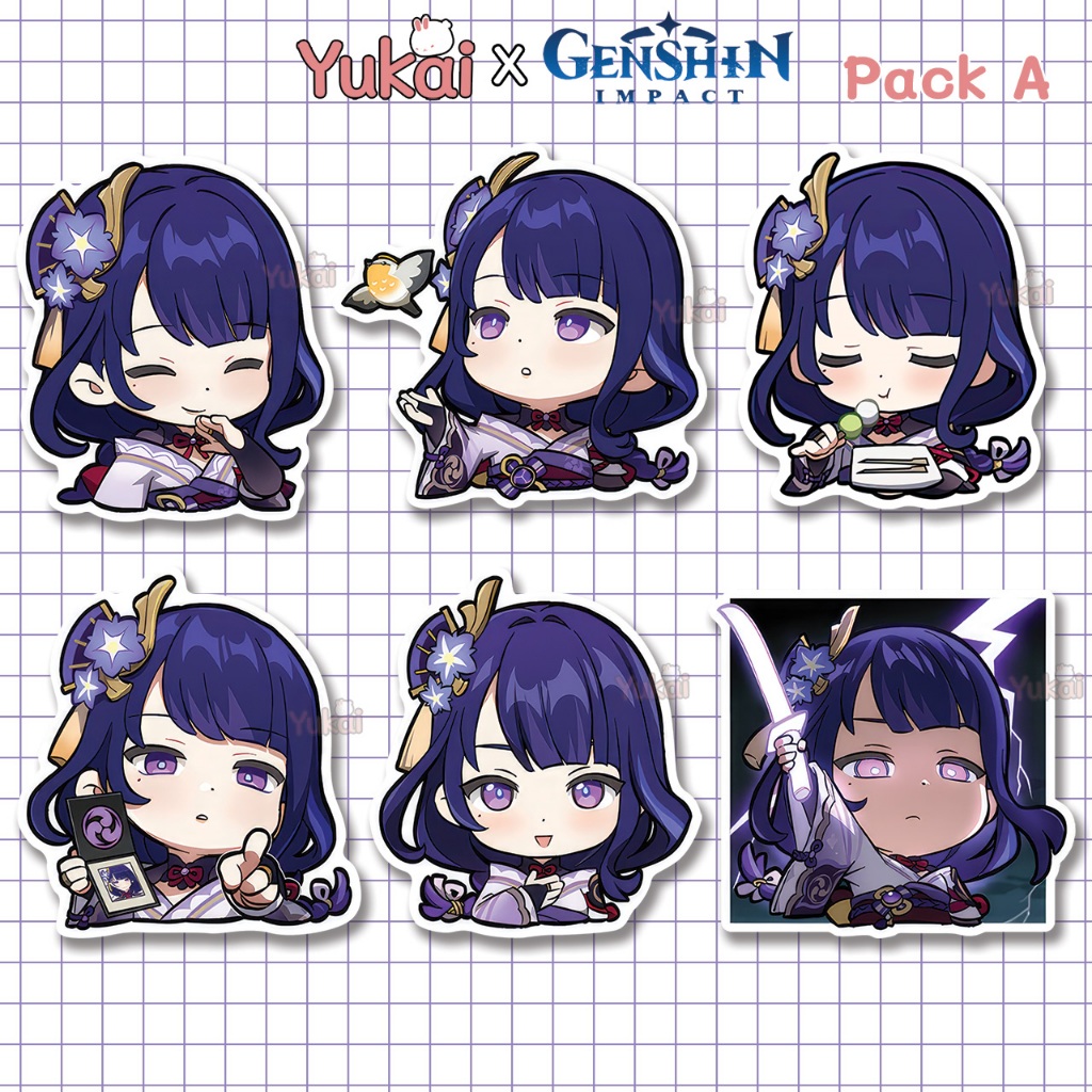 Raiden Shogun Genshin Impact Premium Pack Sticker, Waterproof Anime ...