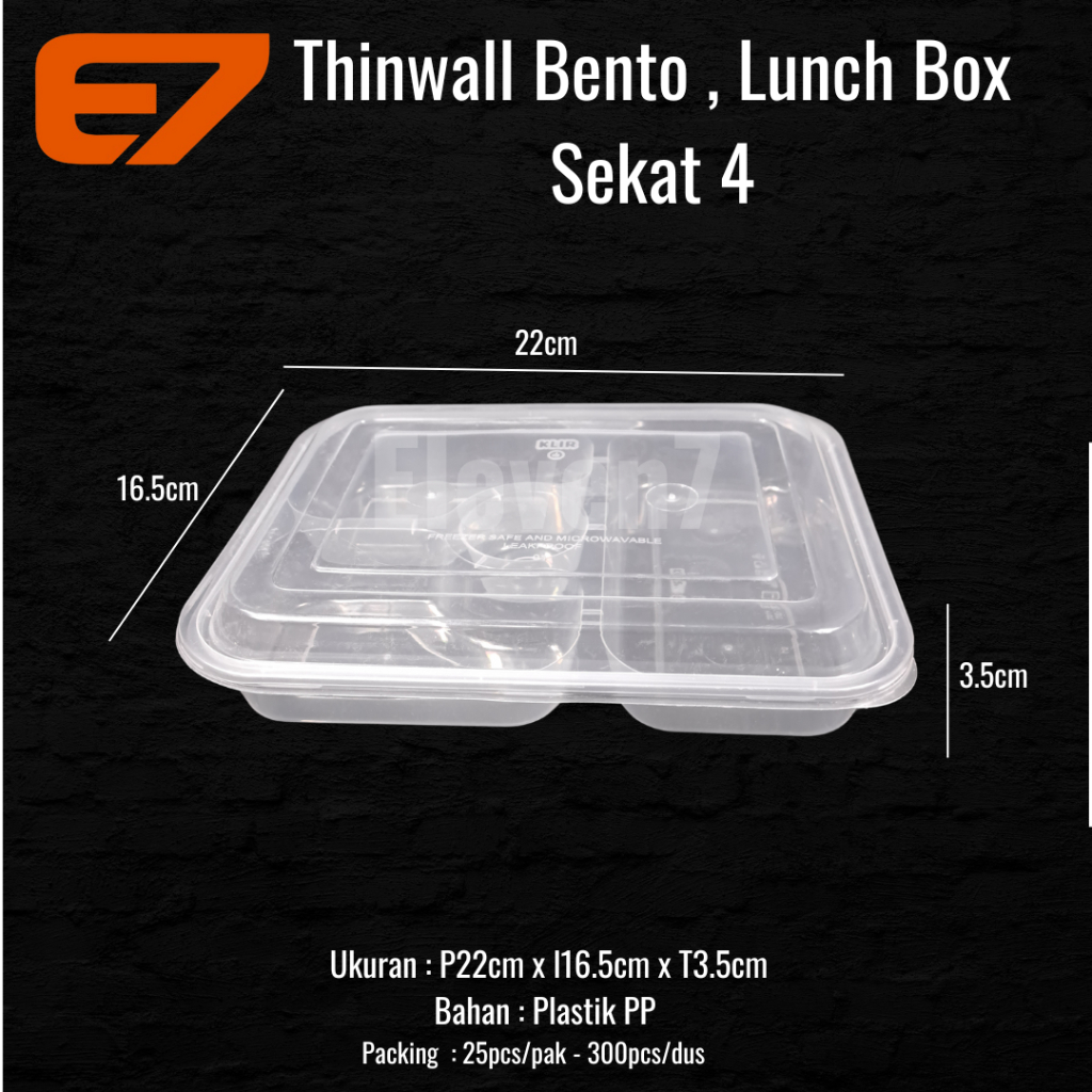 Bento Box PP Thinwall 4 compartments - Bento Box, Bento Tray, Clear ...