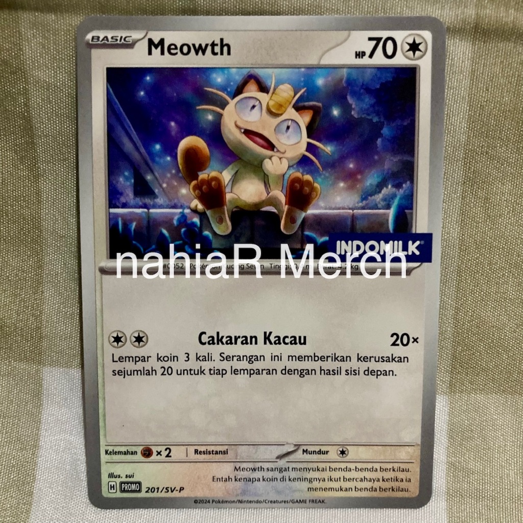 Pokemon TCG Indonesia Meowth 201/SV-P INDOMILK | Shopee Philippines