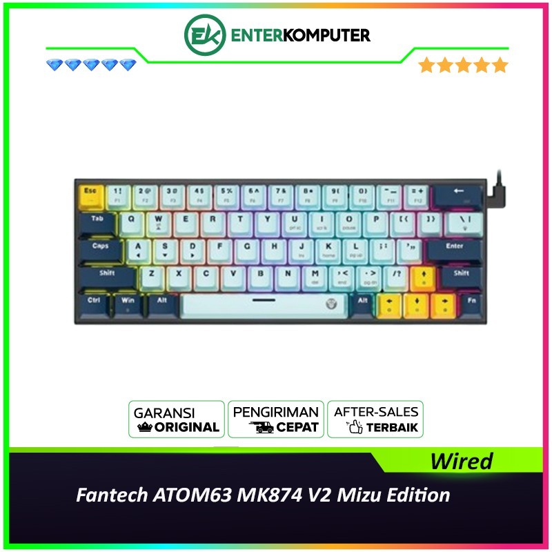Fantech ATOM63 MK874 V2 Mizu Edition 60% Mechanical Gaming Keyboard ...
