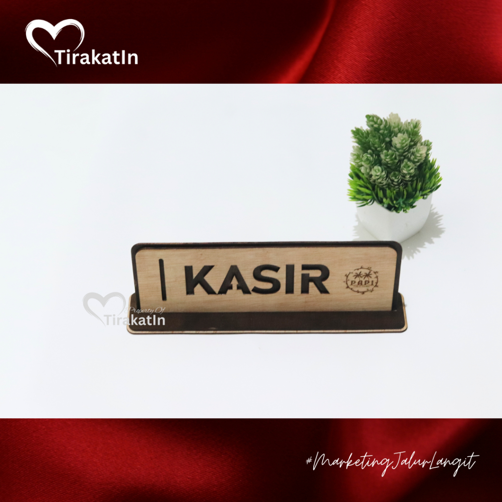 TirakatIn - Wooden Cashier Signage 10x30cm | Custom Logo Cashier Marker ...