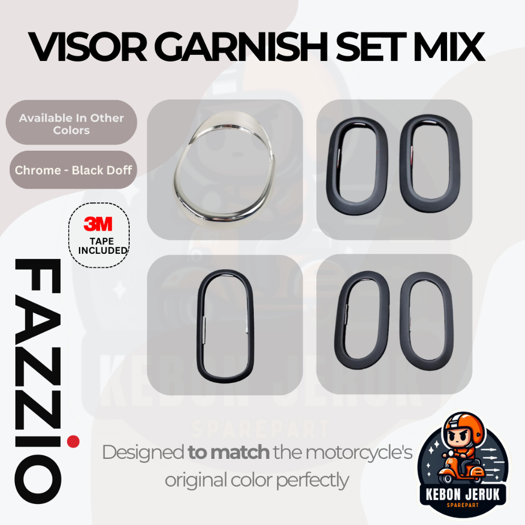 Visor Garnish Cover Mix Set Fazzio Chrome Black Doff Kebon Jeruk ...