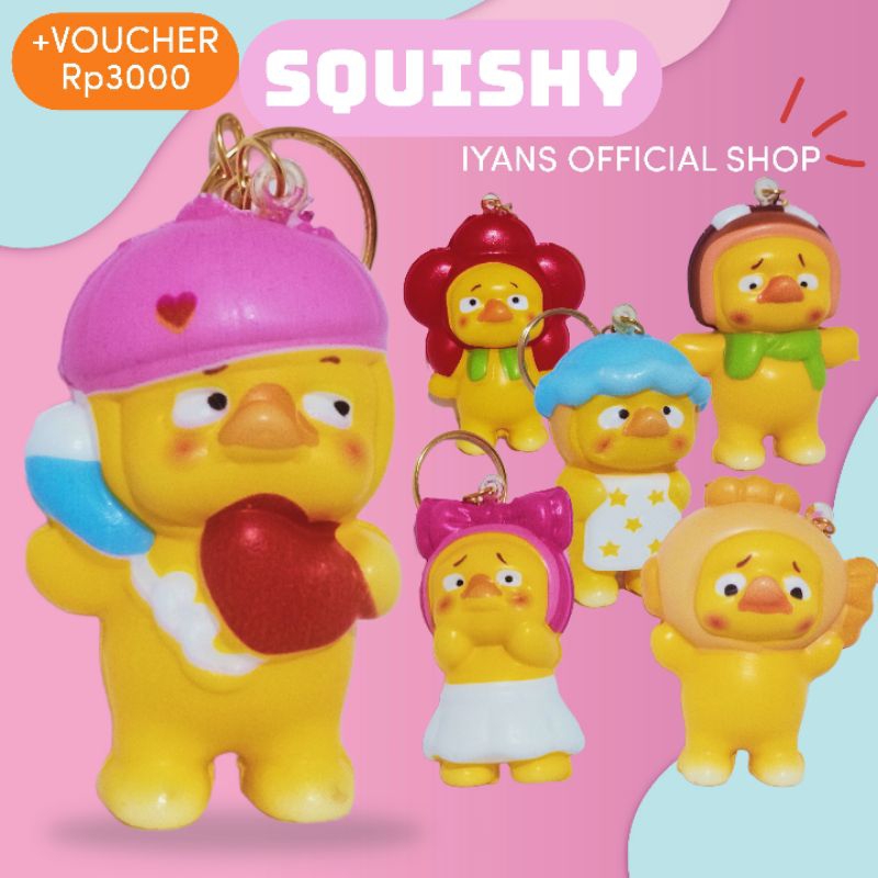 GANTUNGAN Squishy Duck Keychain Squishy Soft Stress Relief Children's ...