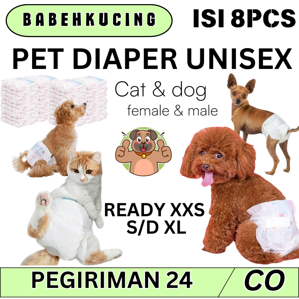 Babe PETSHOP [1PACK] Pet Diapers Female Diaper Pampers Cat Dog Female ...