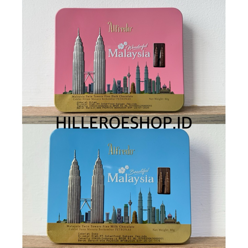 ALFREDO CHOCOLATE 80GRAM TIN TWIN TOWERS MALAYSIA FINE DARK CHOCOLATE ...