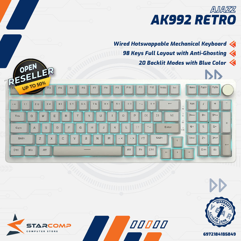 Ajazz AK992 Retro Wired Mechanical Keyboard Fullsize 98 Keys ...