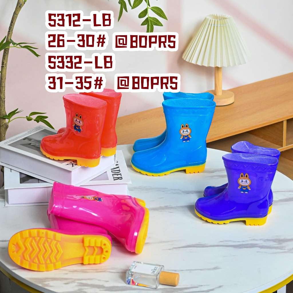 Boys and Girls Water Boots with Viral Labubu Pattern Rubber Material ...