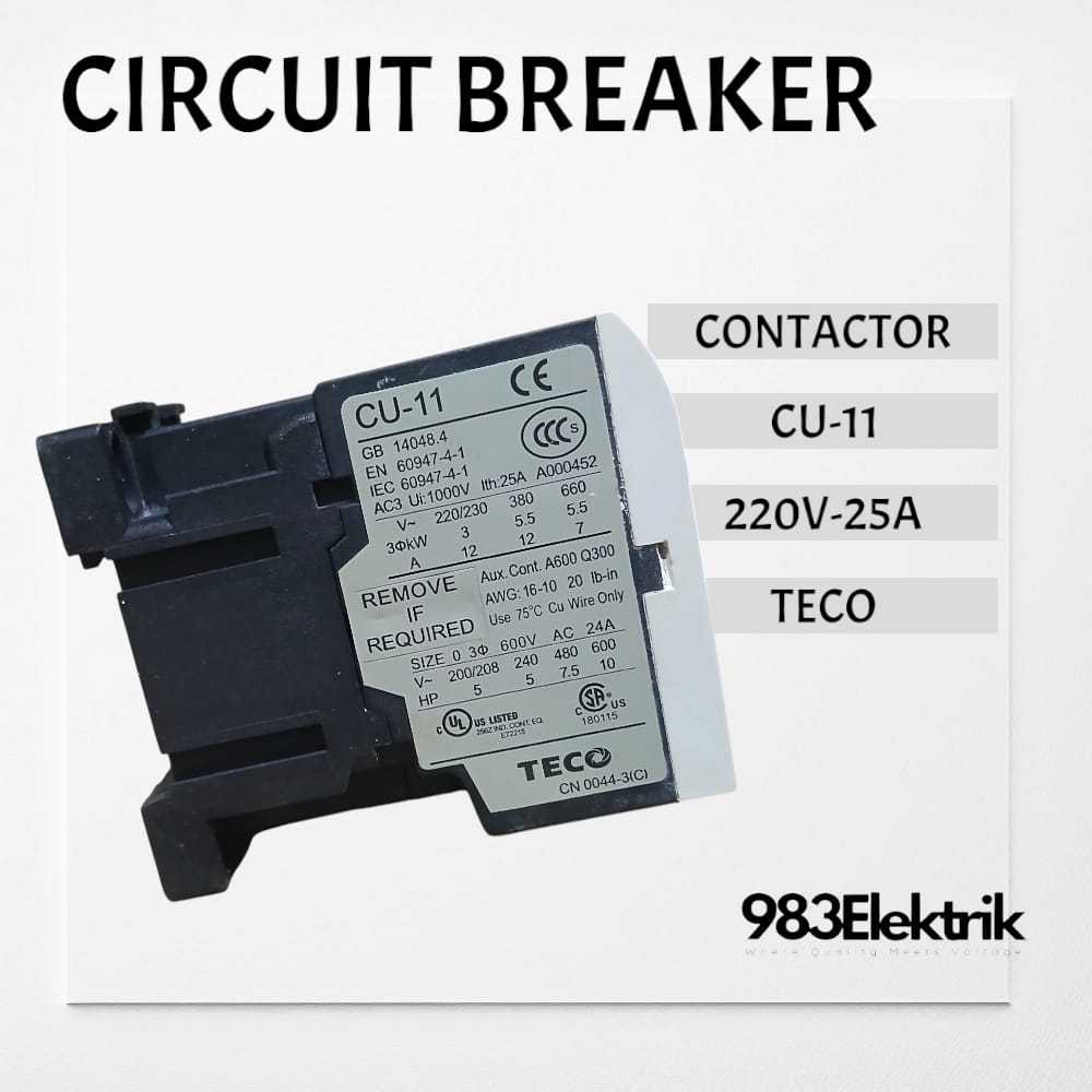 Contactor CU-11 220V 25A Teco Brand | Shopee Philippines
