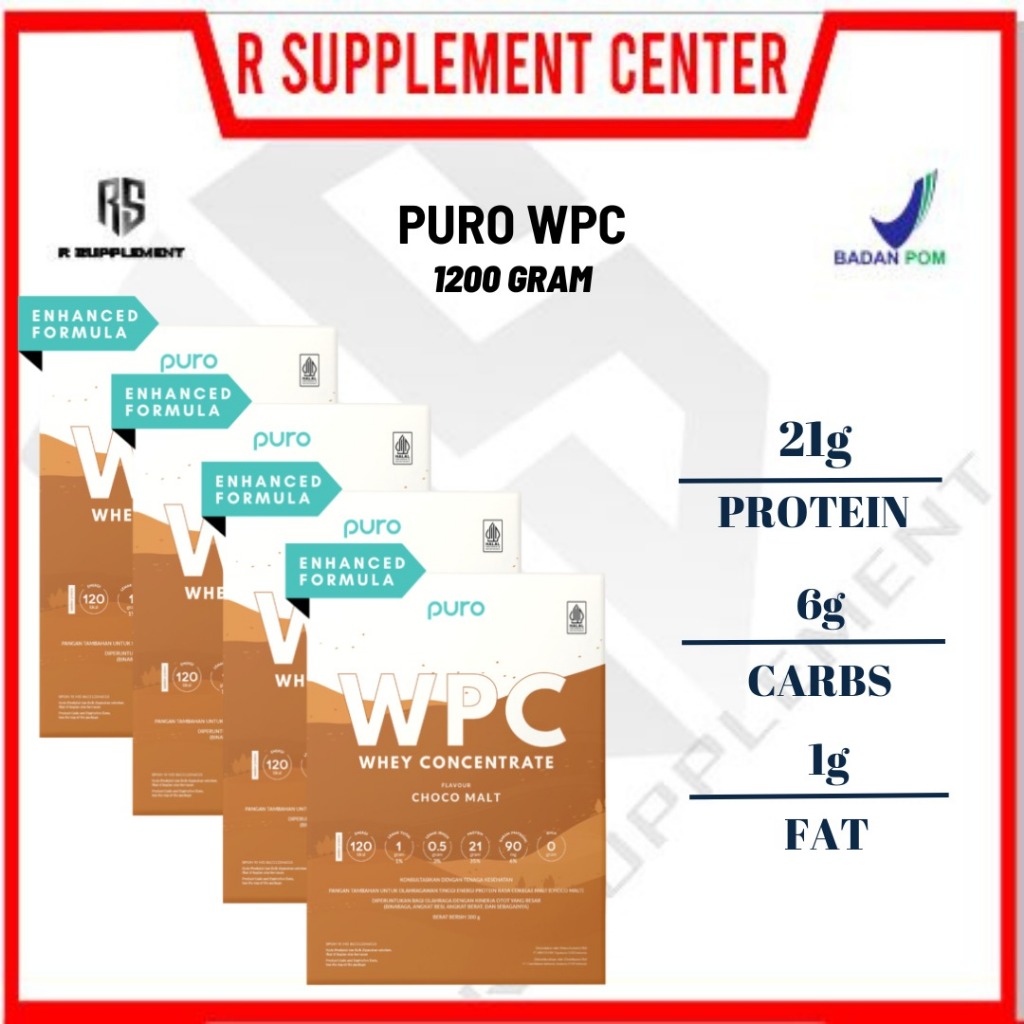 Puro WPC WPRO 1200gr Whey Protein Concentrate 1.2Kg Chocomalt Flavor ...