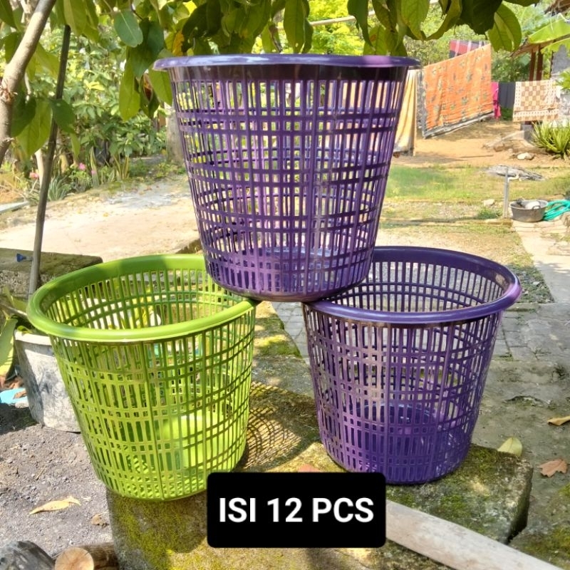 (contains 12 pcs) Plastic waste basket / round trash can | Shopee ...