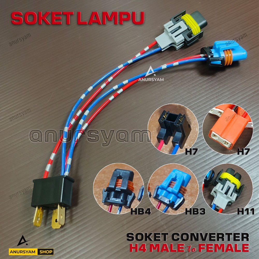Socket Converter HID LED H4 to HB3 H11 HB4 - Light Converter Socket ...