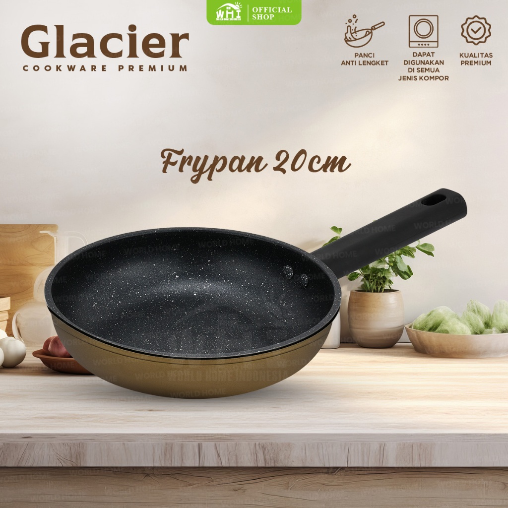 World Home - Glacier Frypan 20CM With Granite Coating Non-Stick Easy to ...