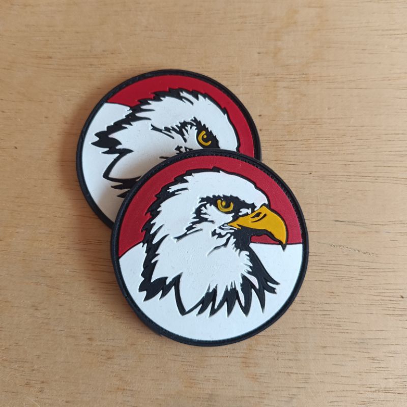 PUTIH MERAH Garuda head logo rubber patch, round red and white base ...