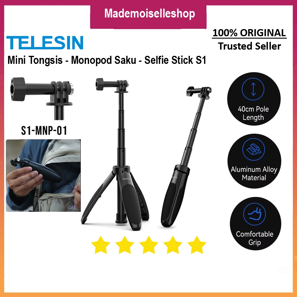 Telesin Monopod MNP-S1 Mini Tripod - Pocket Selfie Stick compatible for ...