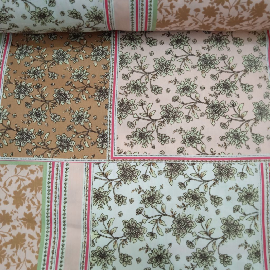 KATUN IMPORTED PREMIUM COTTON POPLIN SILK FABRIC WITH SQUARE FLOWER ...