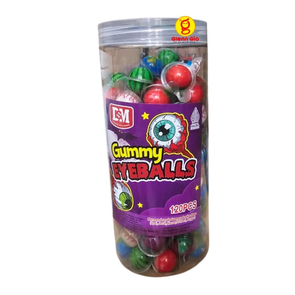 Mini Soft Candy Various Flavors Gummy EyeBalls DSM Jar contains 120 pcs ...