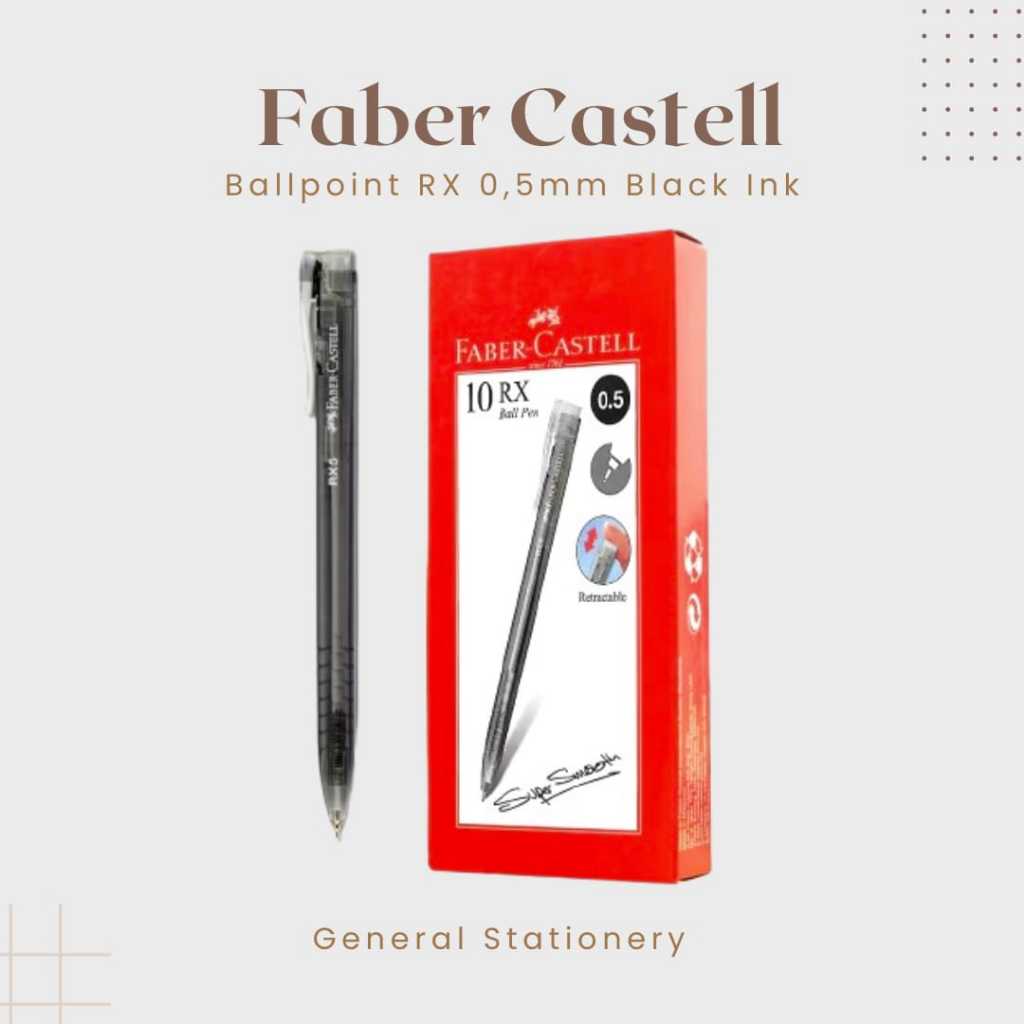 Faber Castell Ballpoint RX 0.5mm Black Ink Barrel Black Faber Castell ...