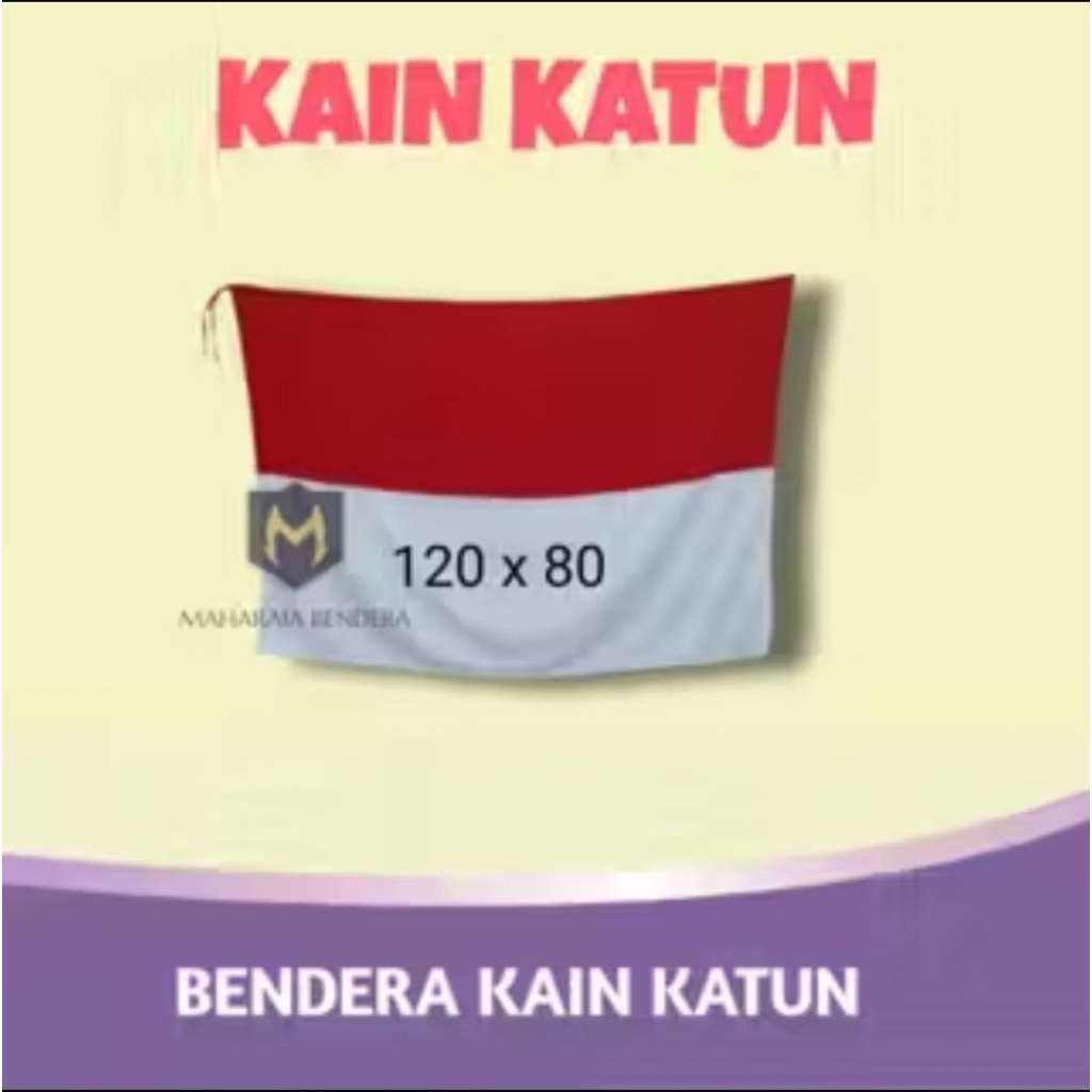 MERAH KATUN Red and white flag made of thick cotton 120x80 | Shopee ...