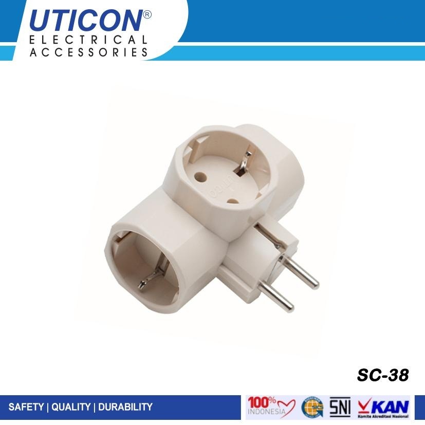 UTICON SC-38 Grounded T-Plug 3-Prong Electrical Plug SNI Original (K ...
