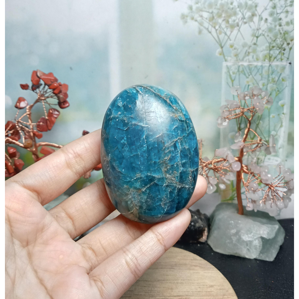 Natural Blue Apatite Palm Stone (8) | Shopee Philippines