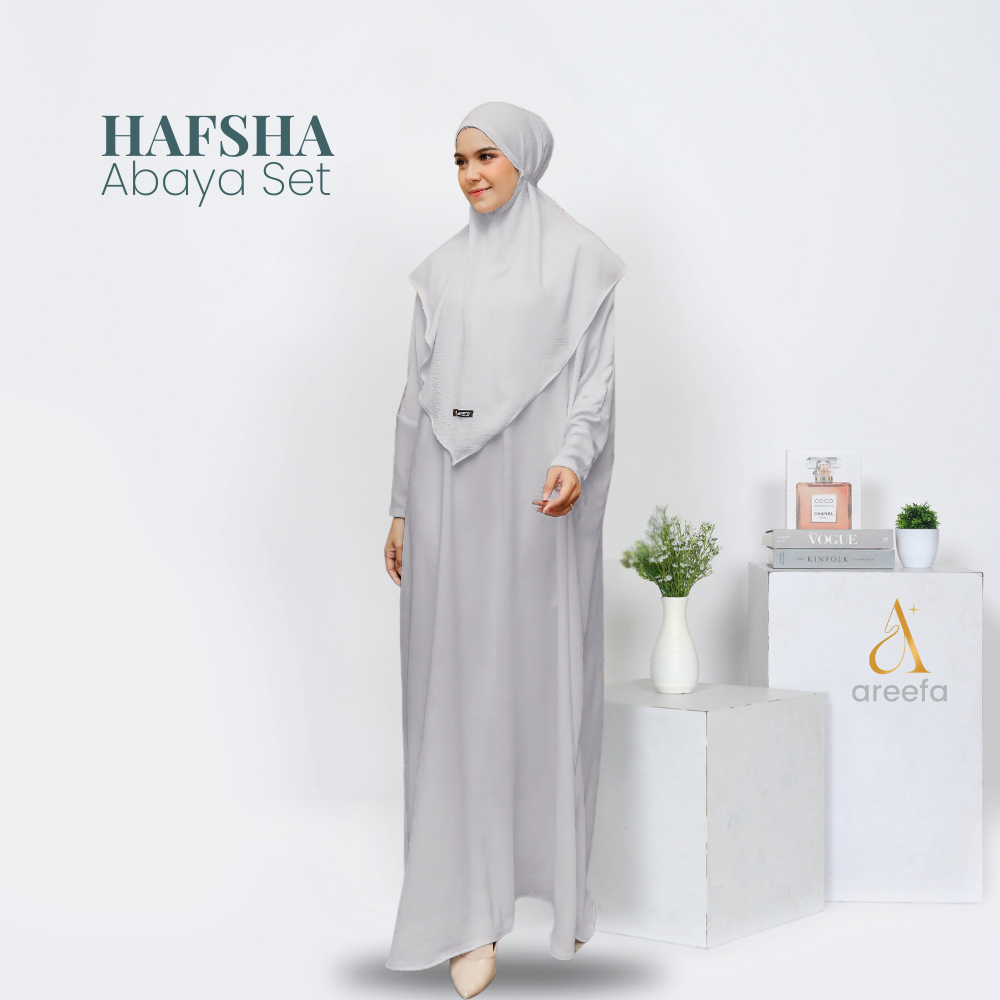 Areefa - Abaya Gamis Set Hijab Veil Umrah Hajj Syari Plain Jumbo ...