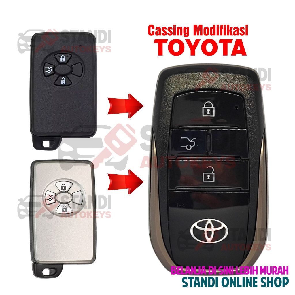 TOMBOL Casing Modification Remote Case Key Shell Smartkey Toyota Vios ...