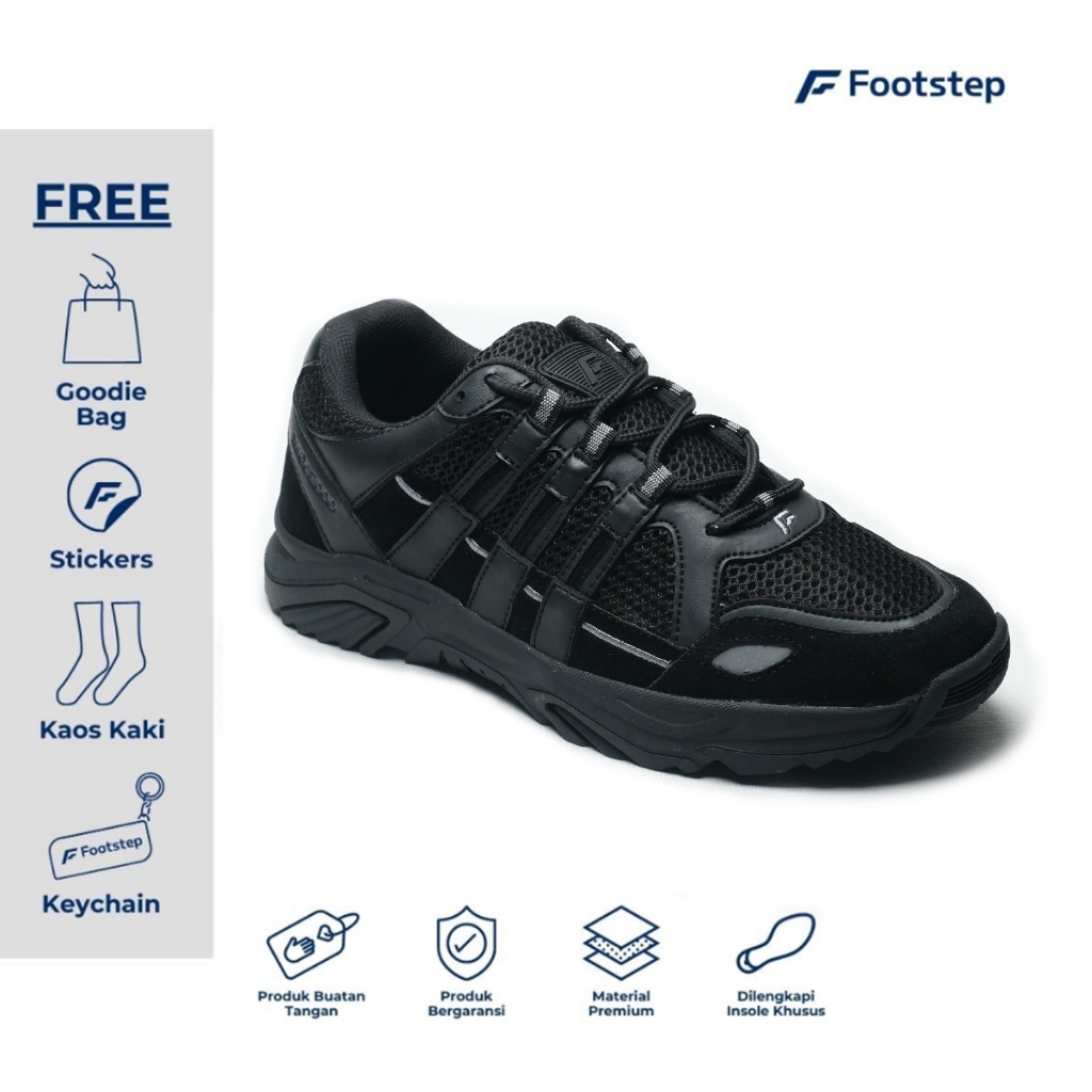 Footstep Footwear Men's Shoes Sneakers Fusion Max 2000 Solid Black ...