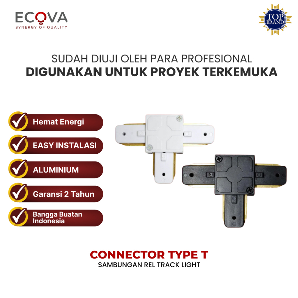 Ecova - Track Light Rail Connector Connection T Type Spotlight LED ...